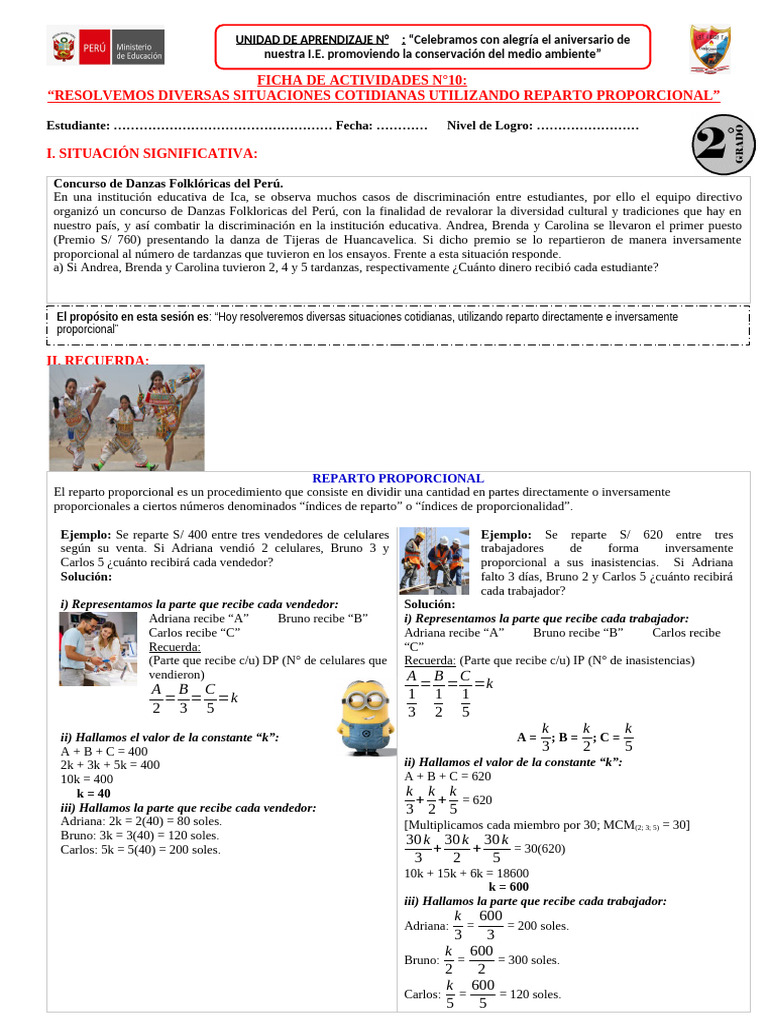 Ficha Trabajo Unidad 7 Semana 5 Sesion 2 | PDF