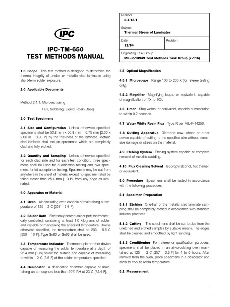 Test 6 Immersion Tin 2.4.13.1 | PDF | Materials | Applied And ...