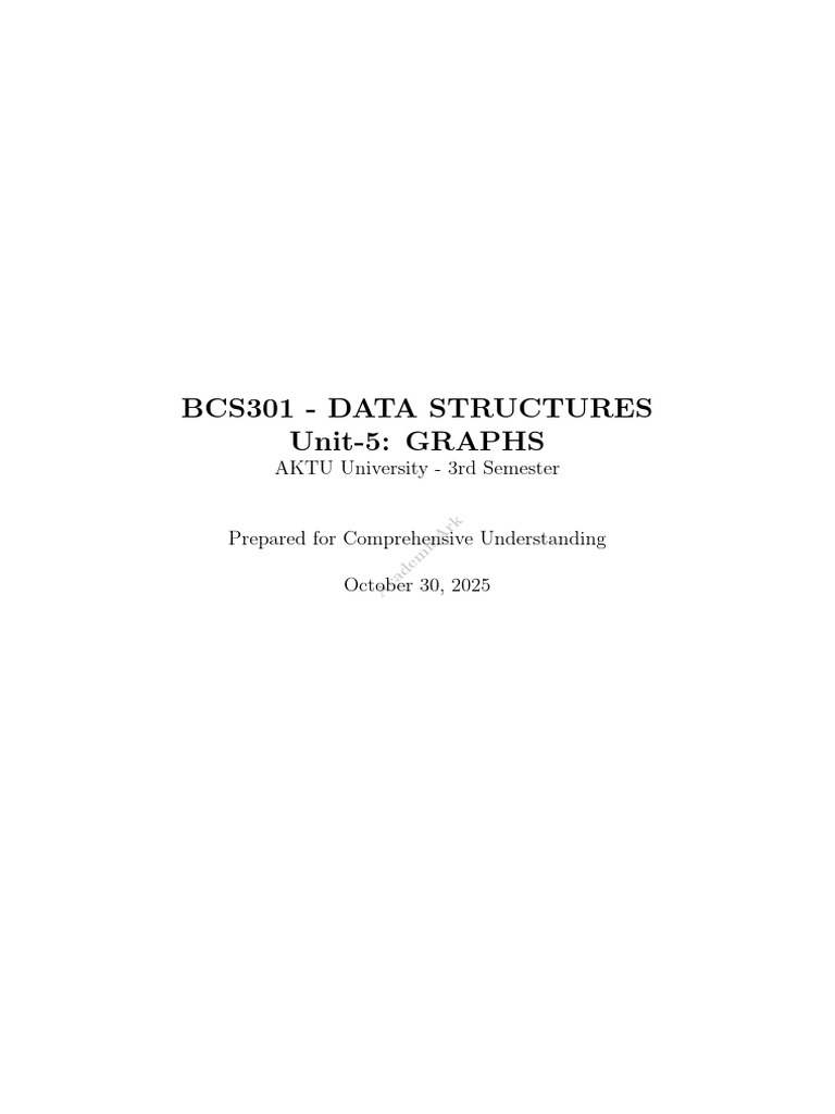 Graphs in Data Structures: BCS301 Unit 5 | PDF | Vertex (Graph Theory ...