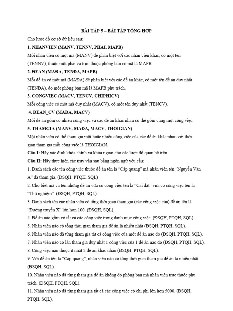 Bai Tap 5 Bai Tap Tong Hop | PDF