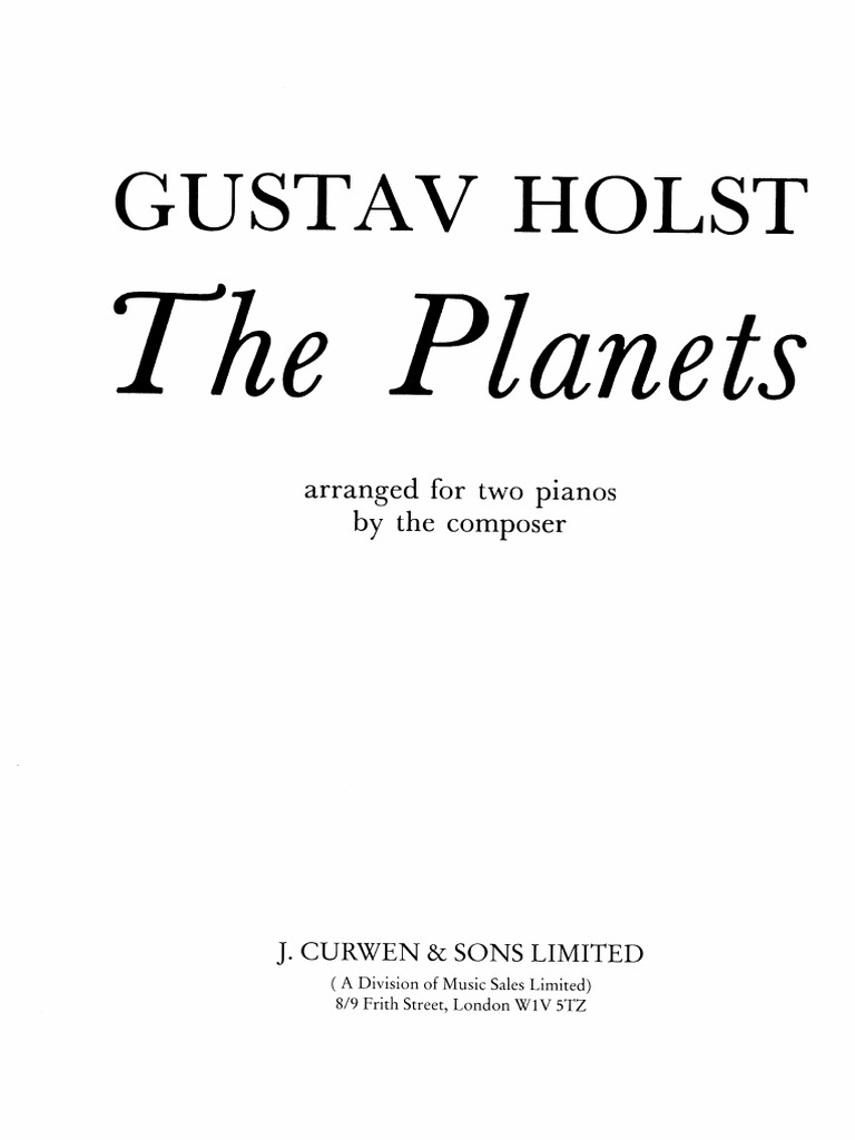 Gustav Holst - The Planets - Arr For 2 Pianos by The Composer | PDF