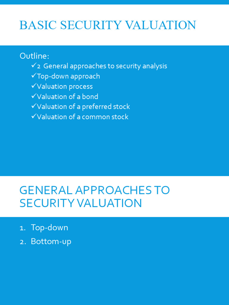 Security Valuation Methods Explained | PDF | Valuation (Finance) | Stocks