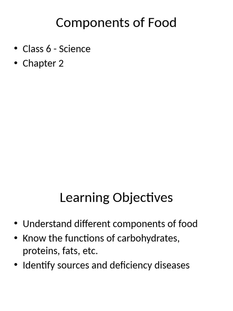 Class 6 Science Chapter 2 Components Of Food Pdf