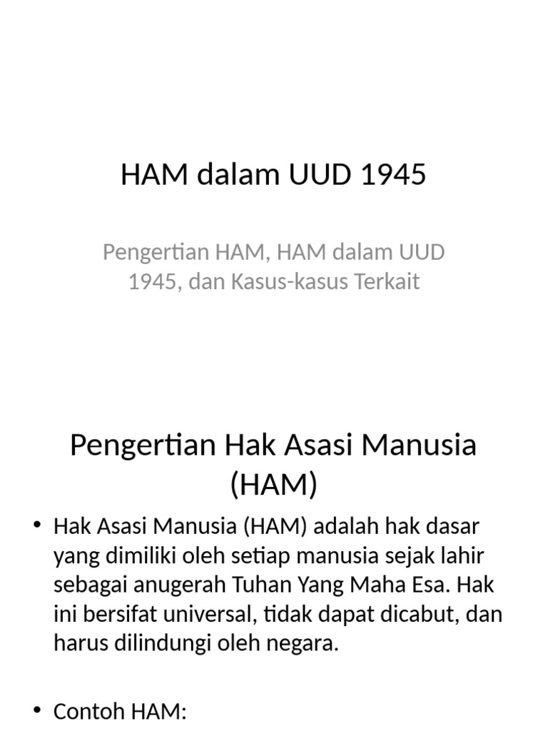 HAM dalam UUD 1945: Perlindungan dan Kasus | PDF