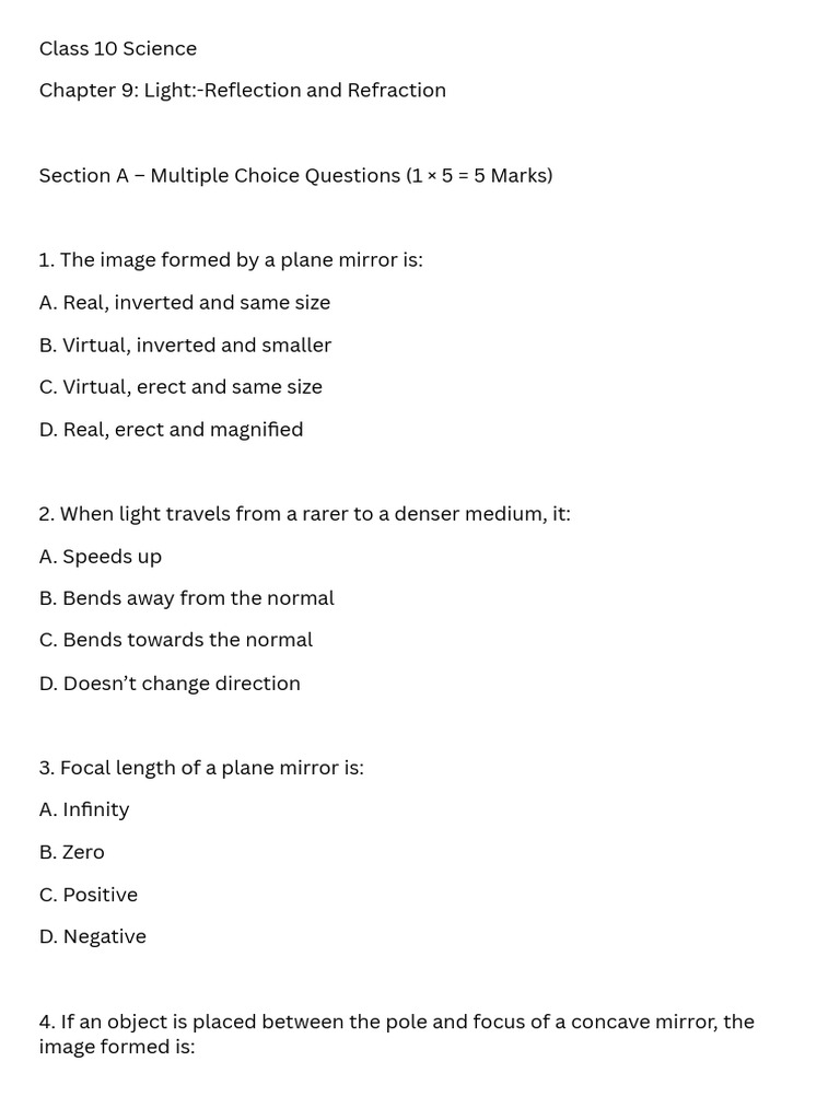 Science Chapter 9 Light - 20250712 - 161748 - 0000 | PDF | Optics | Light