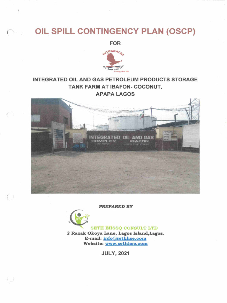 Oil Spill Contigency Plan July 2021 | PDF