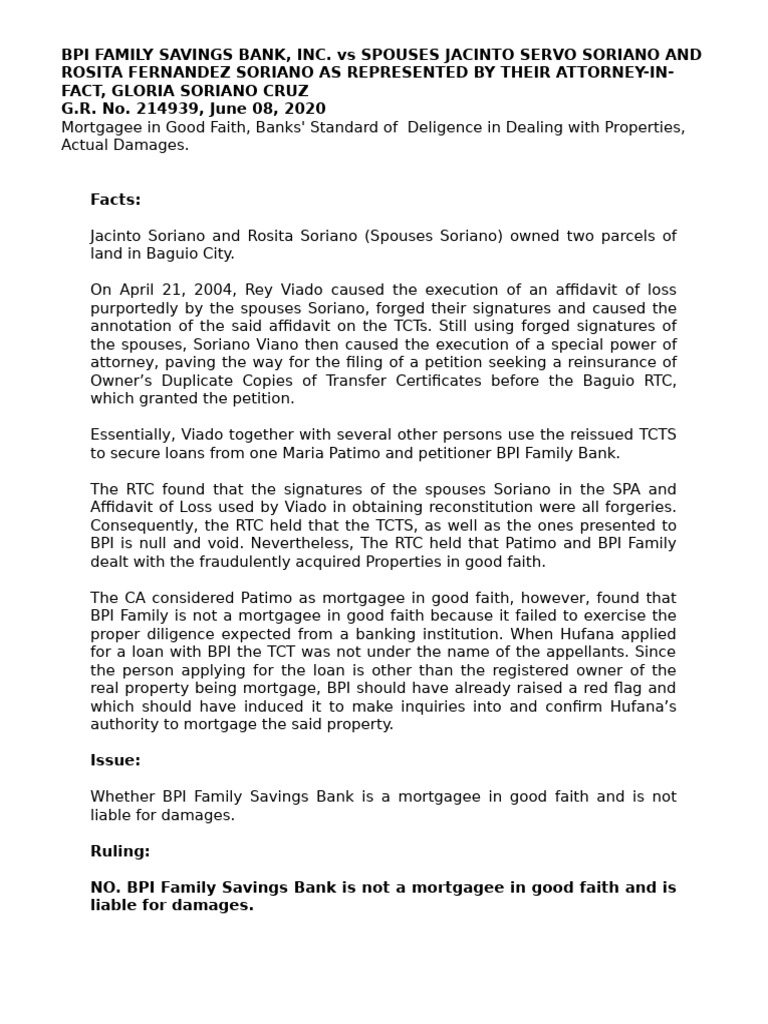 BPI Family Bank's Liability in Fraud Case | PDF | Civil Law (Legal ...