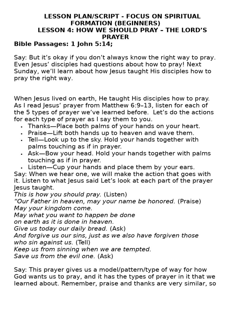 Lesson 4 - Jesus Teaches Us How To Pray | PDF