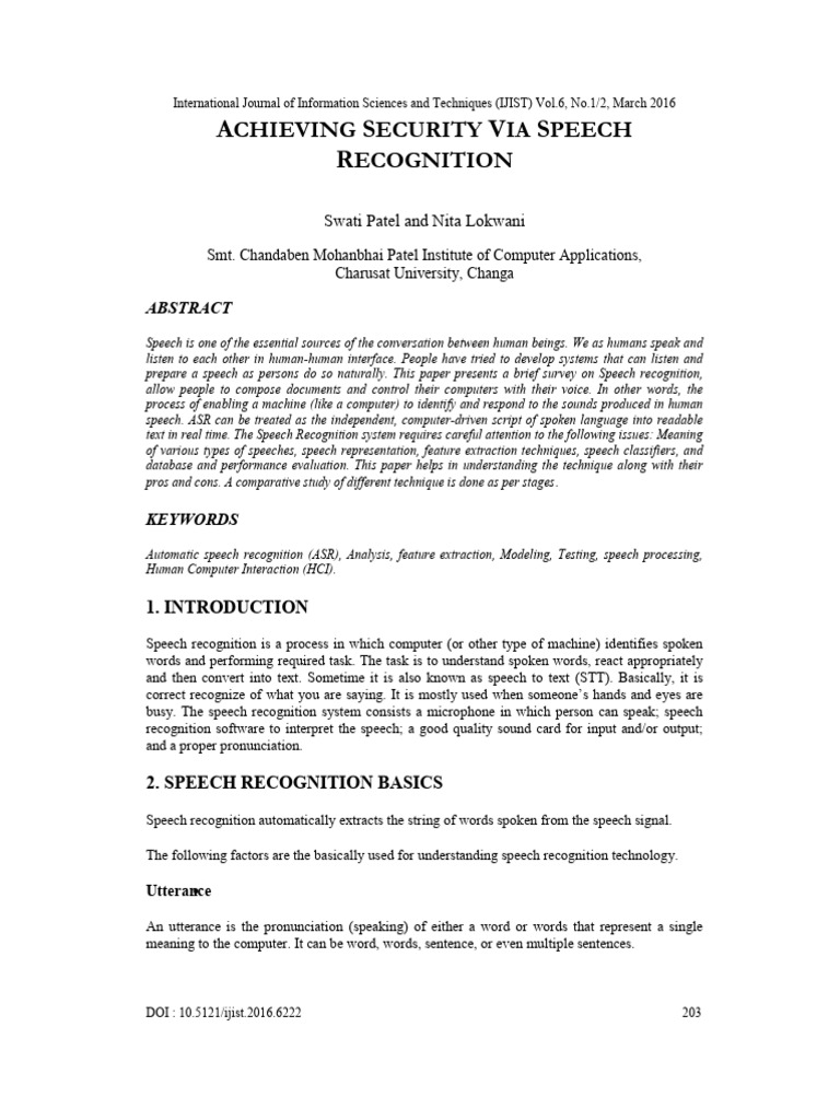 Achieving Security Via Speech Recognition | PDF | Speech Recognition | Phonetics