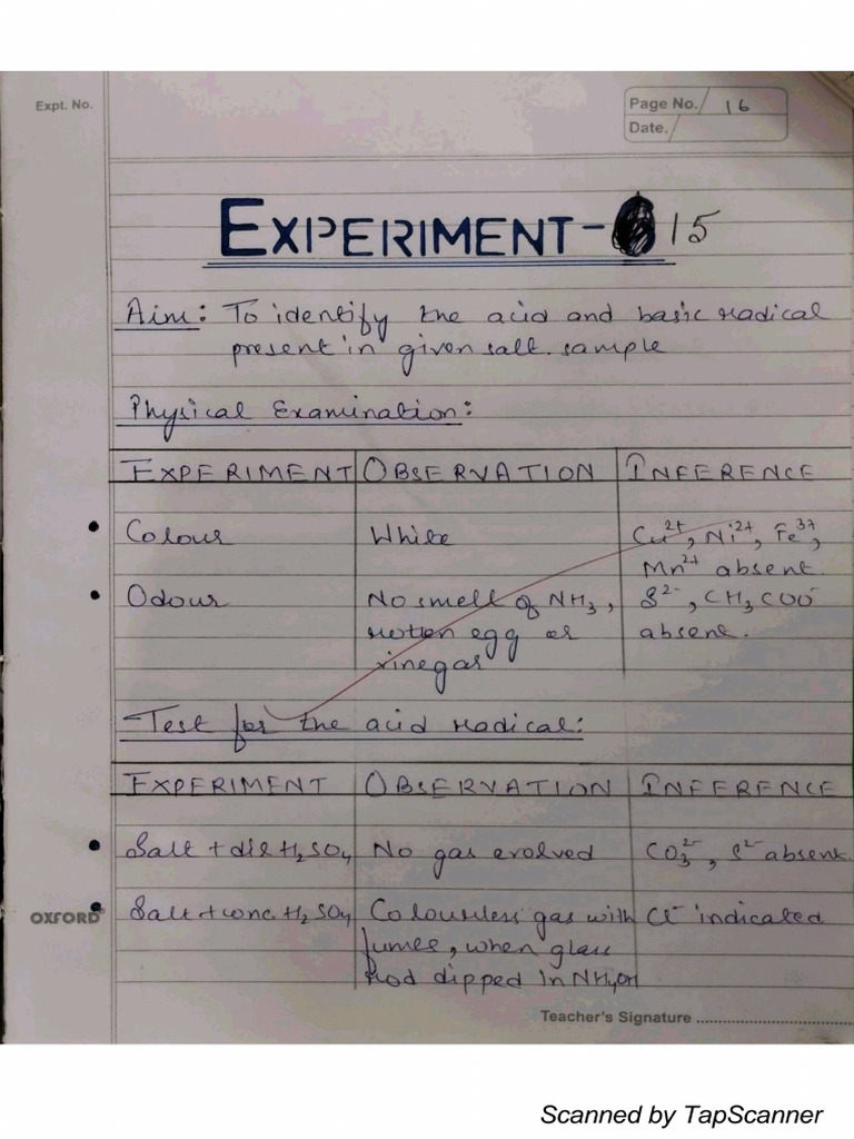 23.6.25 Class - Xl-Chemistry Practical (Experiment - 5) | PDF