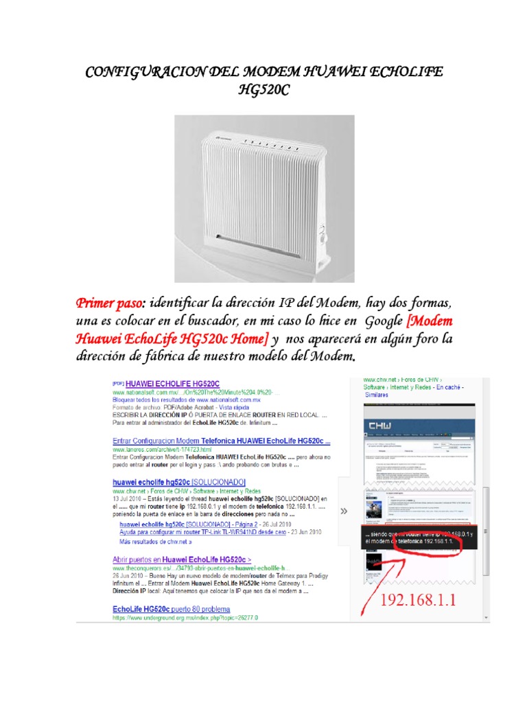 Configuración del Modem Huawei HG520C | PDF | explorador de Internet ...