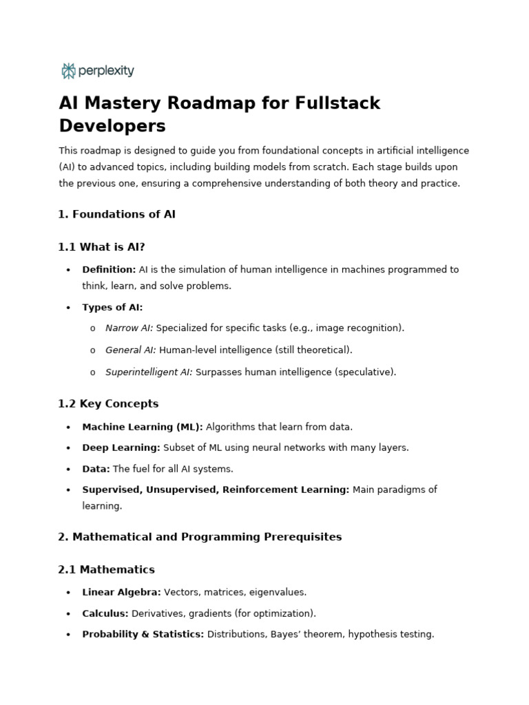 AI Mastery Roadmap for Developers | PDF | Machine Learning | Artificial ...