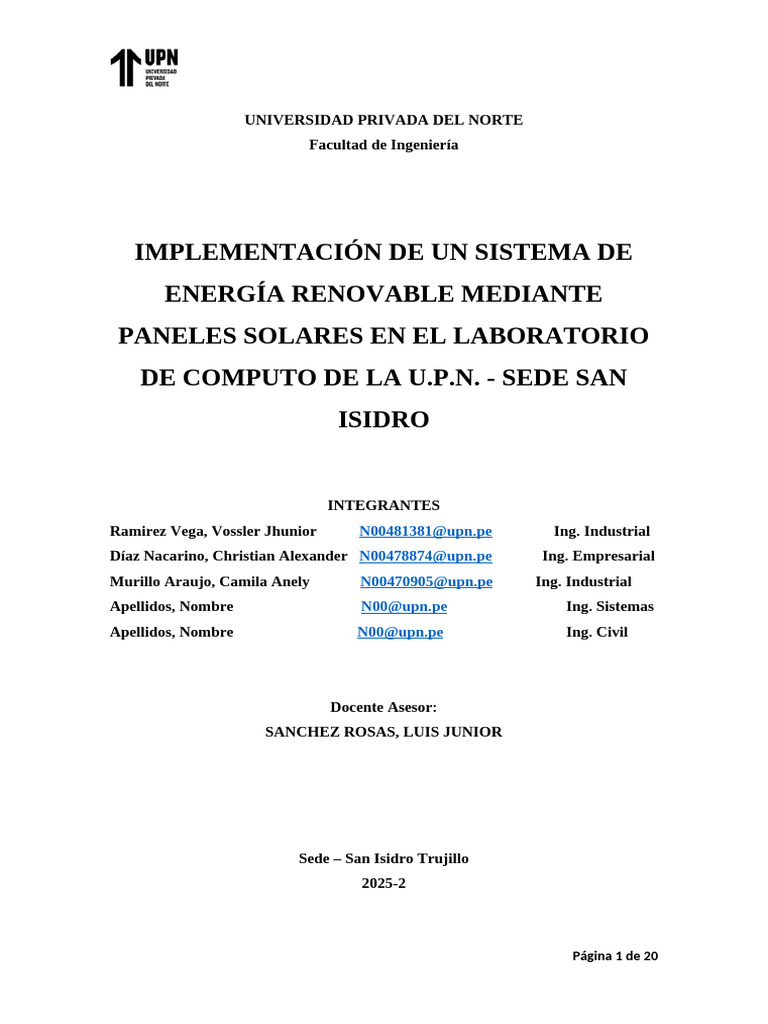 Informe t3 Final Mate Basica | PDF | Energía solar | Ingenieria Eléctrica