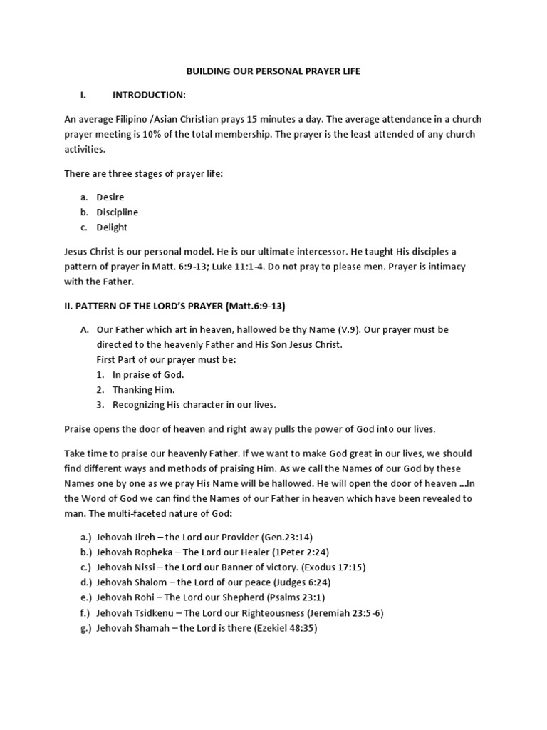 Building Our Personal Prayer Life | PDF | Jesus | Forgiveness