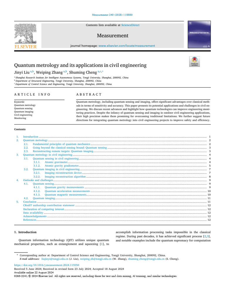 A Quantum Metrology and Its Applications in Civil Engineering | PDF ...