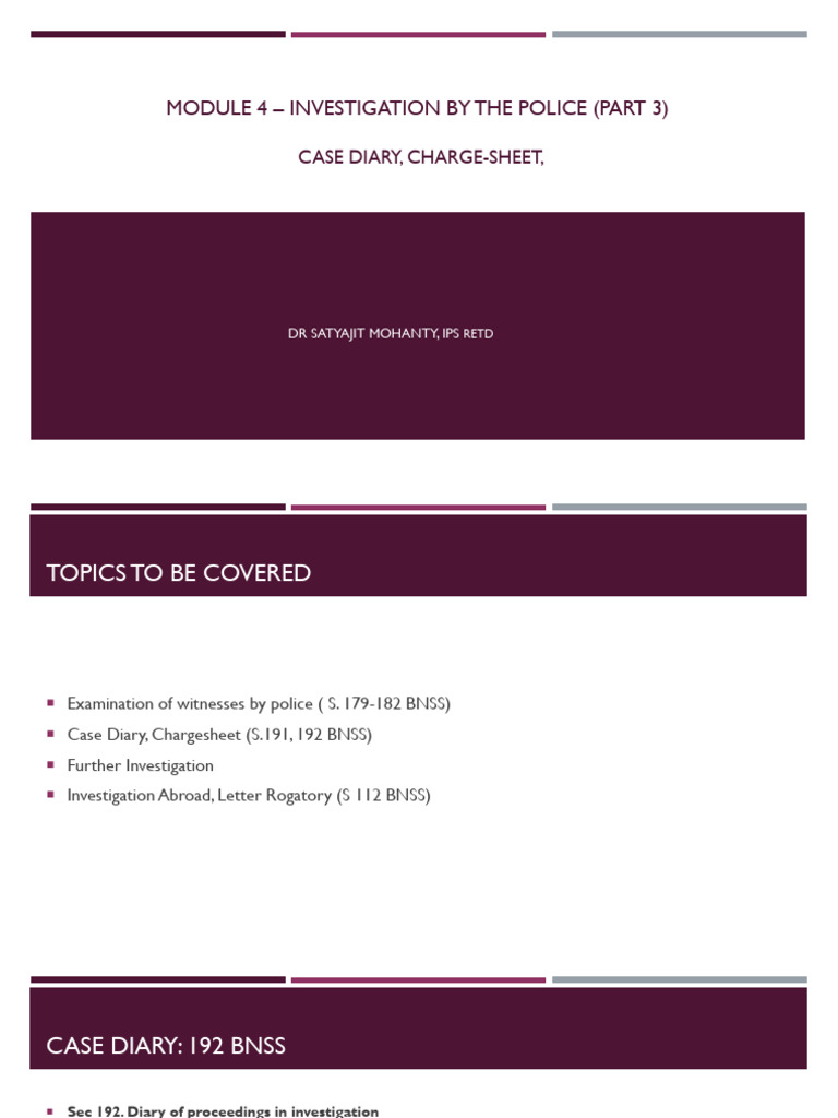 Police Investigation Case Diary Guide | PDF | Witness | Bail