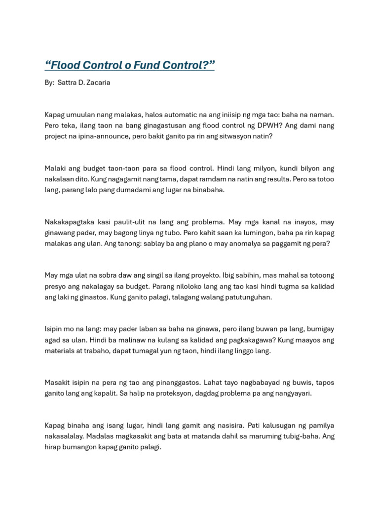 Flood Control o Fund Control? | PDF