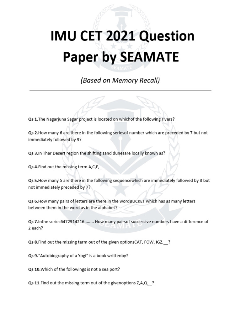 IMU CET 2021 Question Paper Analysis | PDF | Force | Temperature