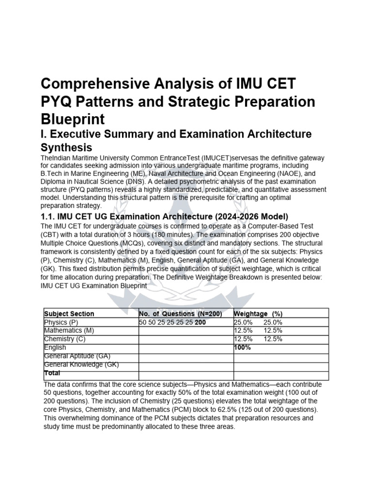 IMU CET 2024: Exam Structure & Prep Guide | PDF | Mathematics | Physics