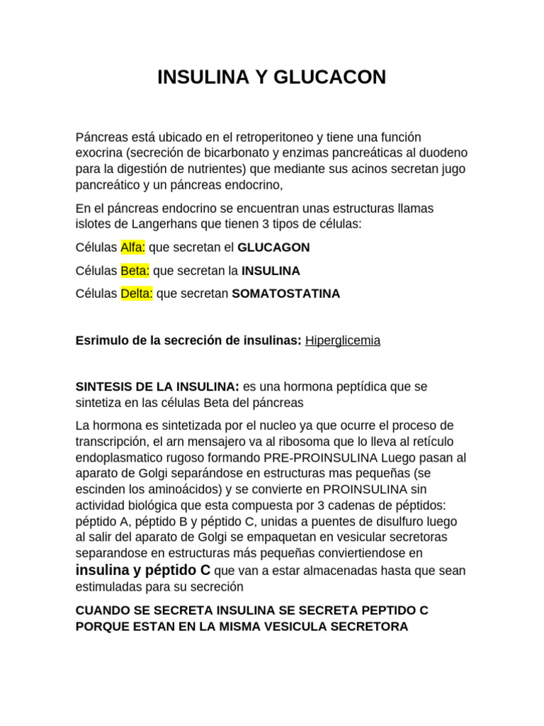 Funciones de Insulina y Glucagón en Metabolismo | PDF | Insulina | Páncreas