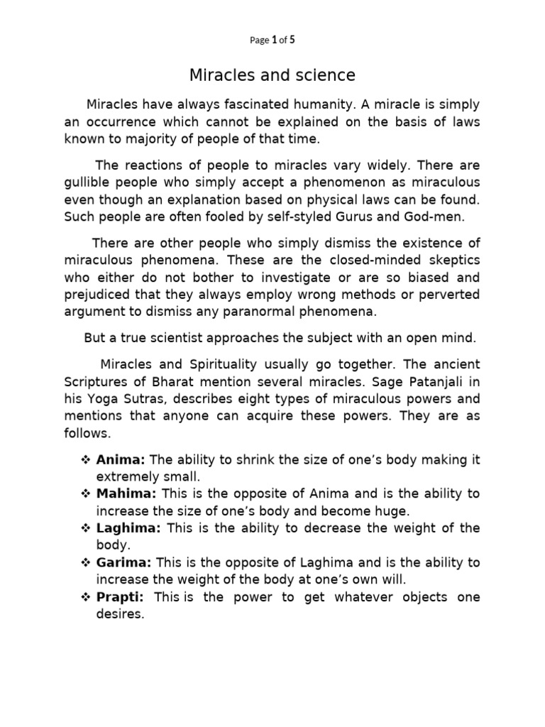 Miracles and Science | PDF | Miracle | Spirituality