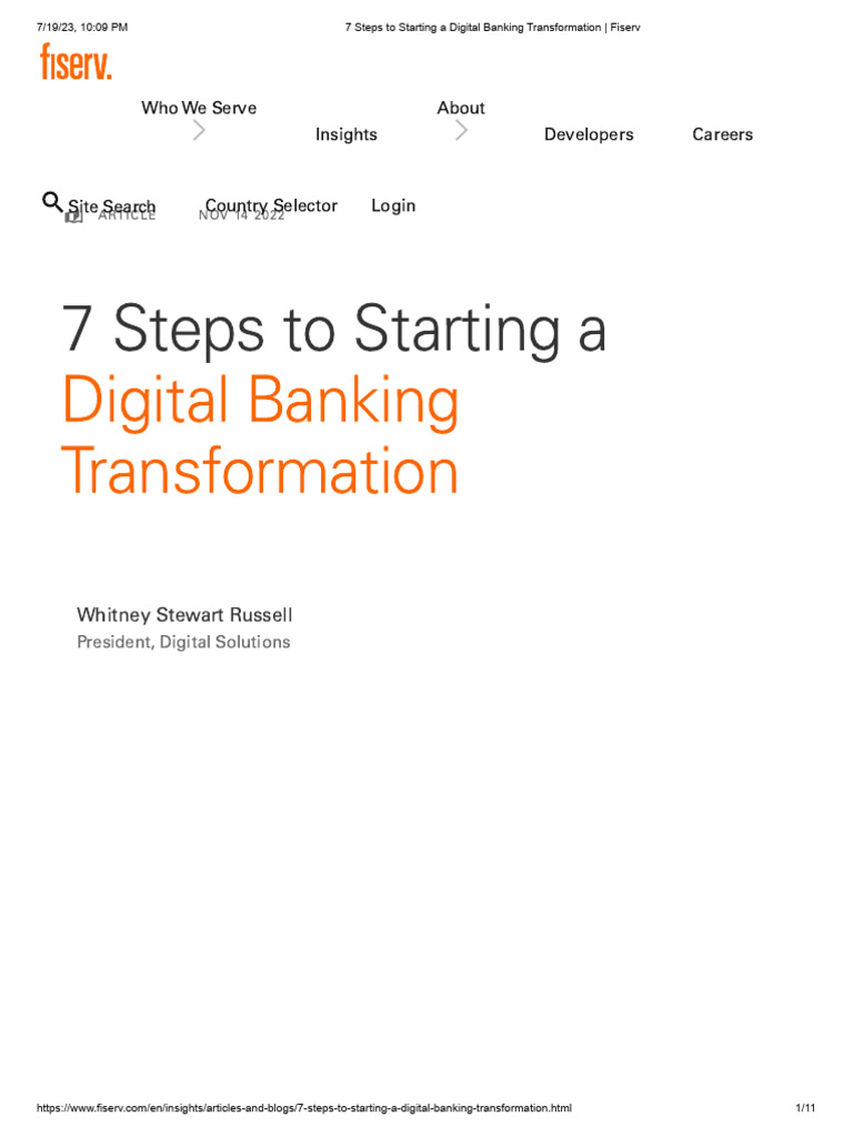 7 Steps To Starting A Digital Banking Transformation - Fiserv | PDF ...