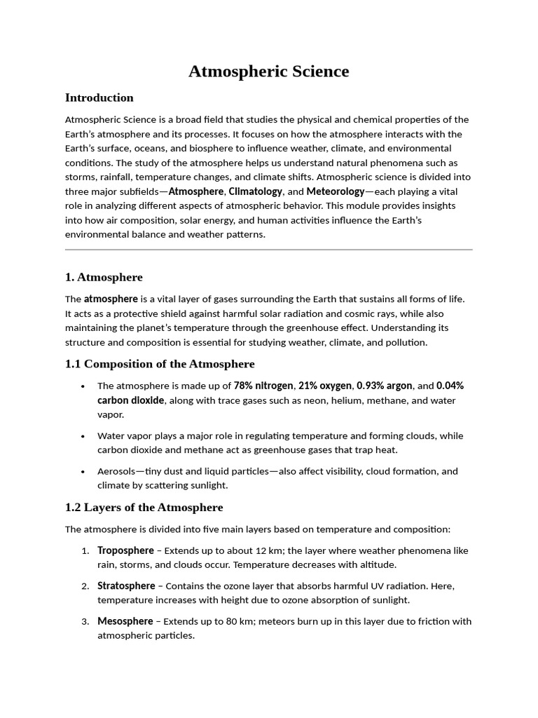Understanding Atmospheric Science Basics | PDF | Atmosphere Of Earth ...