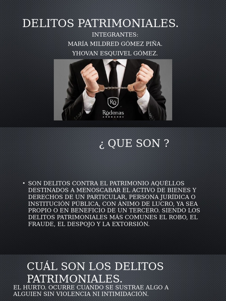 Delitos Patrimoniales: Tipos y Definiciones | PDF