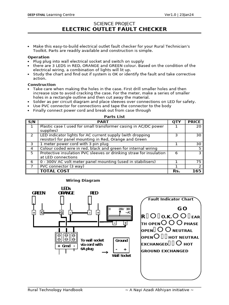 DIY Electric Outlet Fault Checker | PDF | Electrical Connector | Ac ...