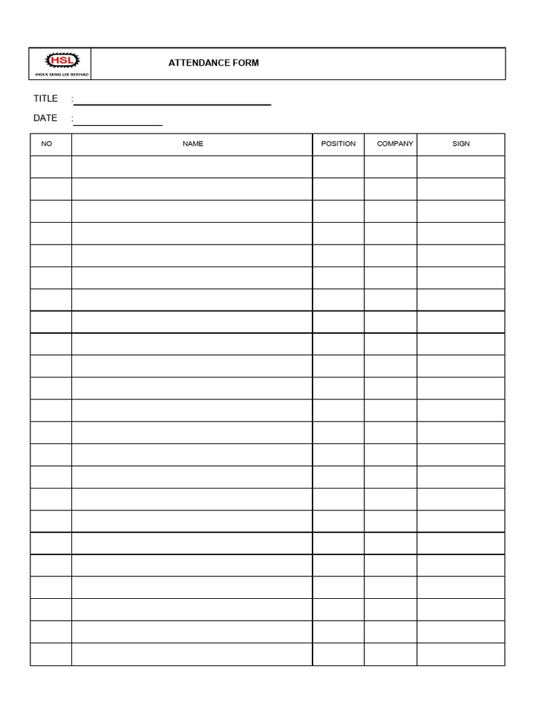 Attendance Form 1 | PDF