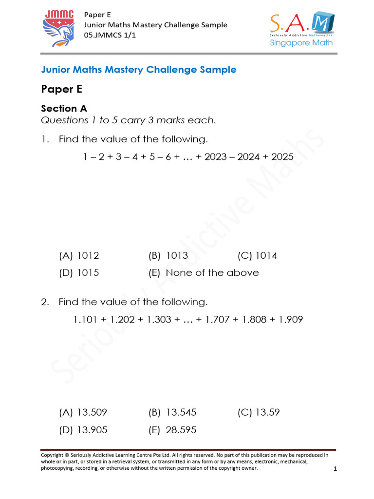 Jmmc25 Paper e (l5) Sample | PDF