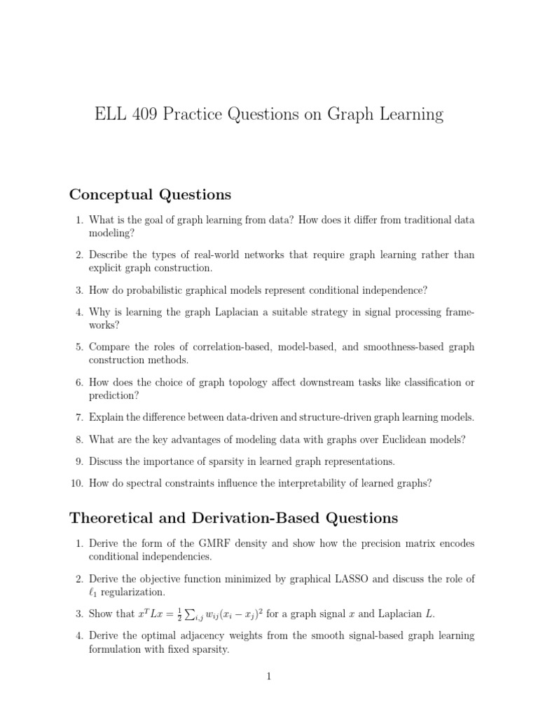 Graph Learning Practice Questions Guide | PDF | Applied Mathematics ...
