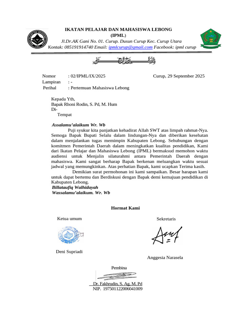 Audiensi IPML untuk Pendidikan Lebong | PDF