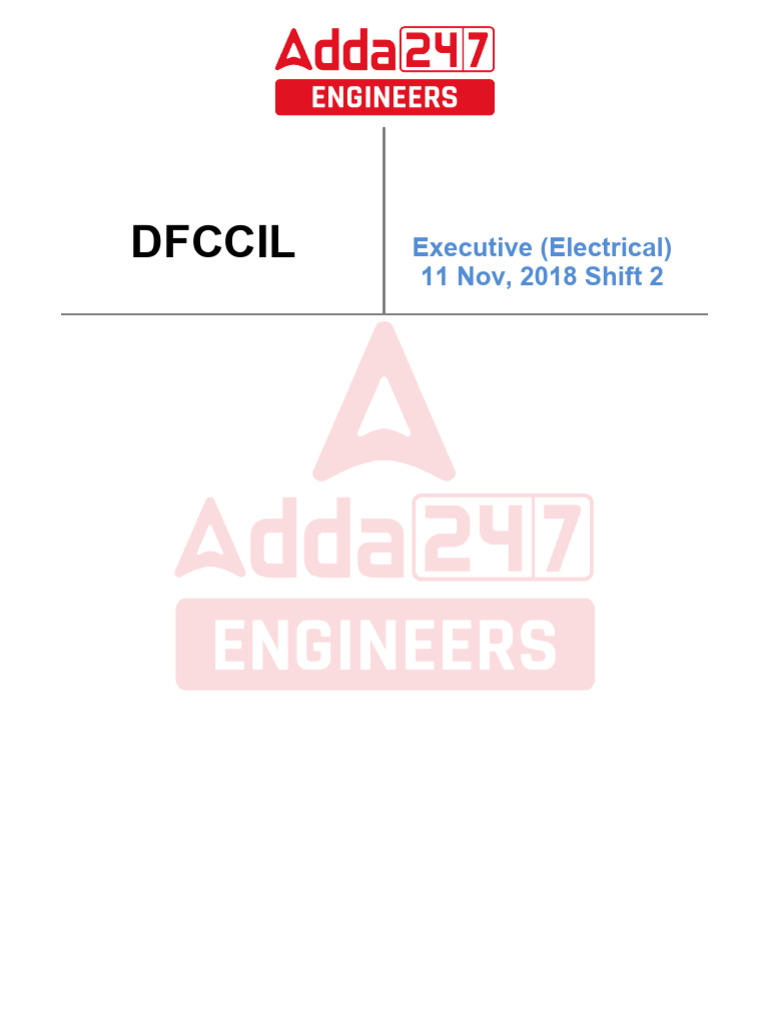 DFCCIL Executive Electrical 2018 | PDF