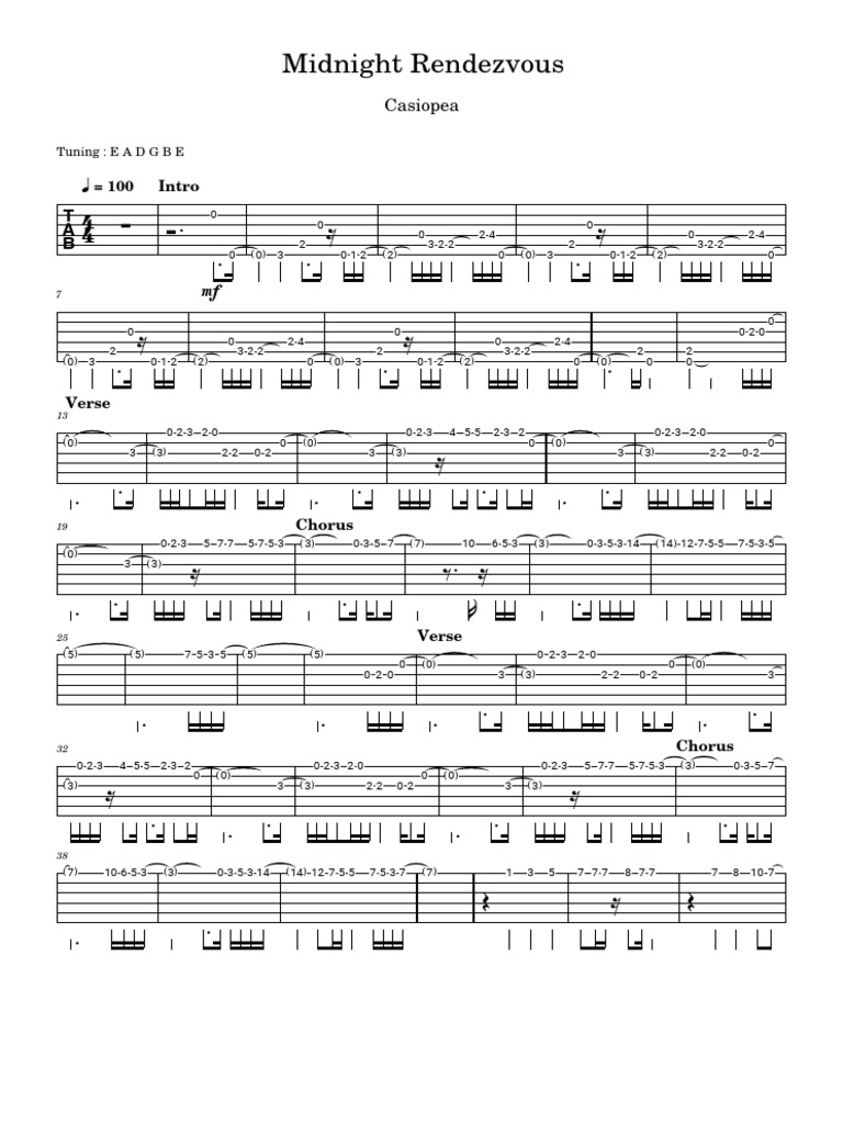 Midnight Rendezvous Guitar Tabs | PDF
