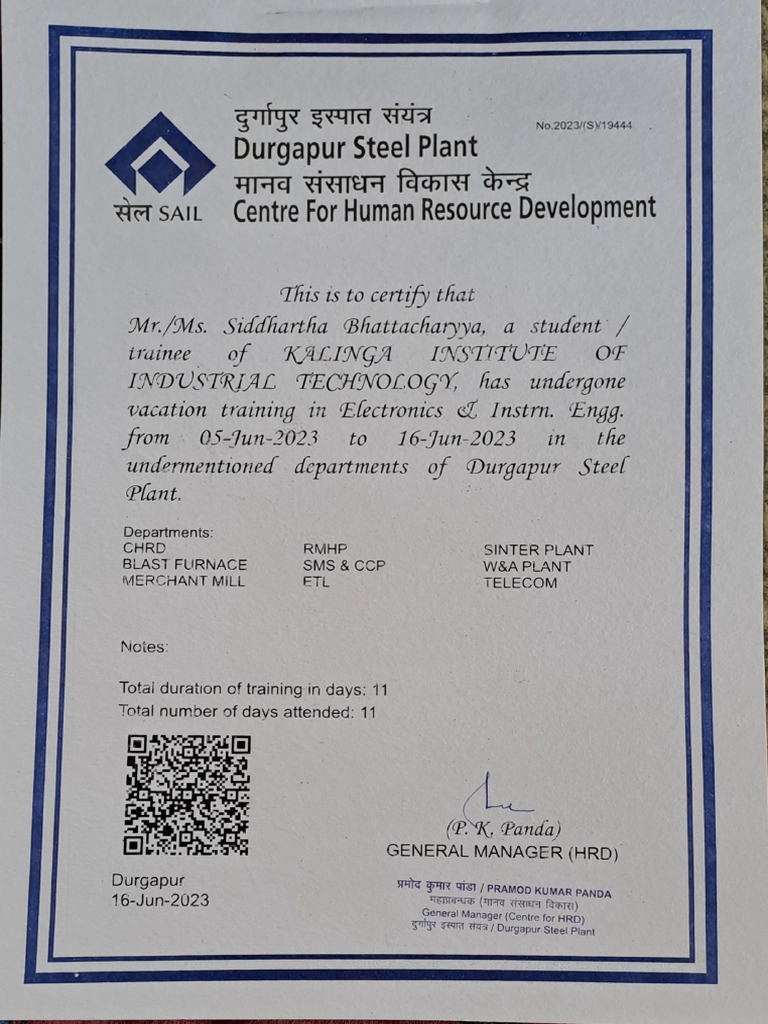 DSP Industrial Certificate | PDF