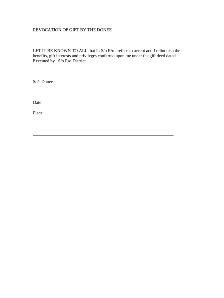 Revocation of Gift by The Donee | PDF