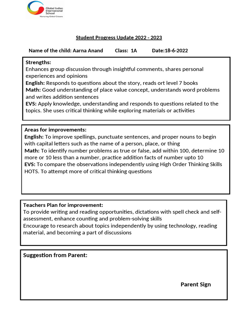 Student Progress Reports 2022-2023 | PDF | English Language | Critical ...