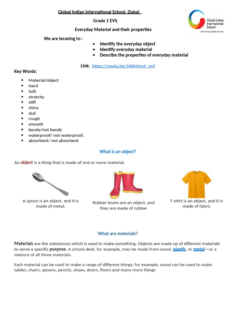 Everyday Materials and Their Properties | PDF | Glasses | Plastic