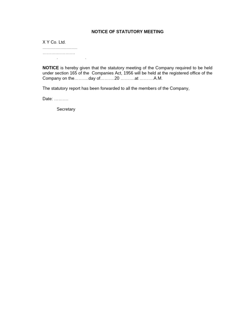 Notice of Statutory Meeting | PDF
