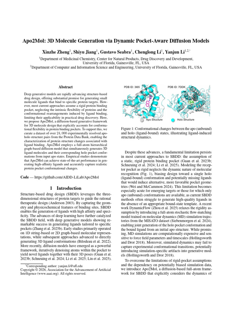 Apo2Mol - 3D Molecule Generation Via Dynamic Pocket-Aware Diffusion Models | PDF | Drug Design ...