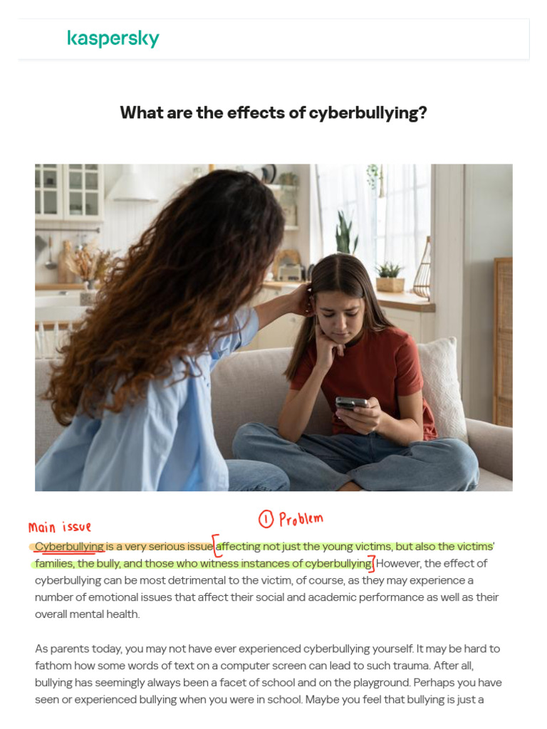 ARTICLE “What Are the Effects of Cyberbullying” | PDF | Cyberbullying ...