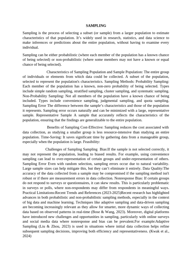 Sampling | PDF | Sampling (Statistics) | Survey Methodology