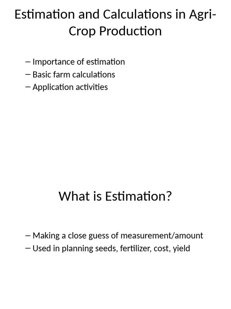 Estimation AgriCrop Presentation | PDF