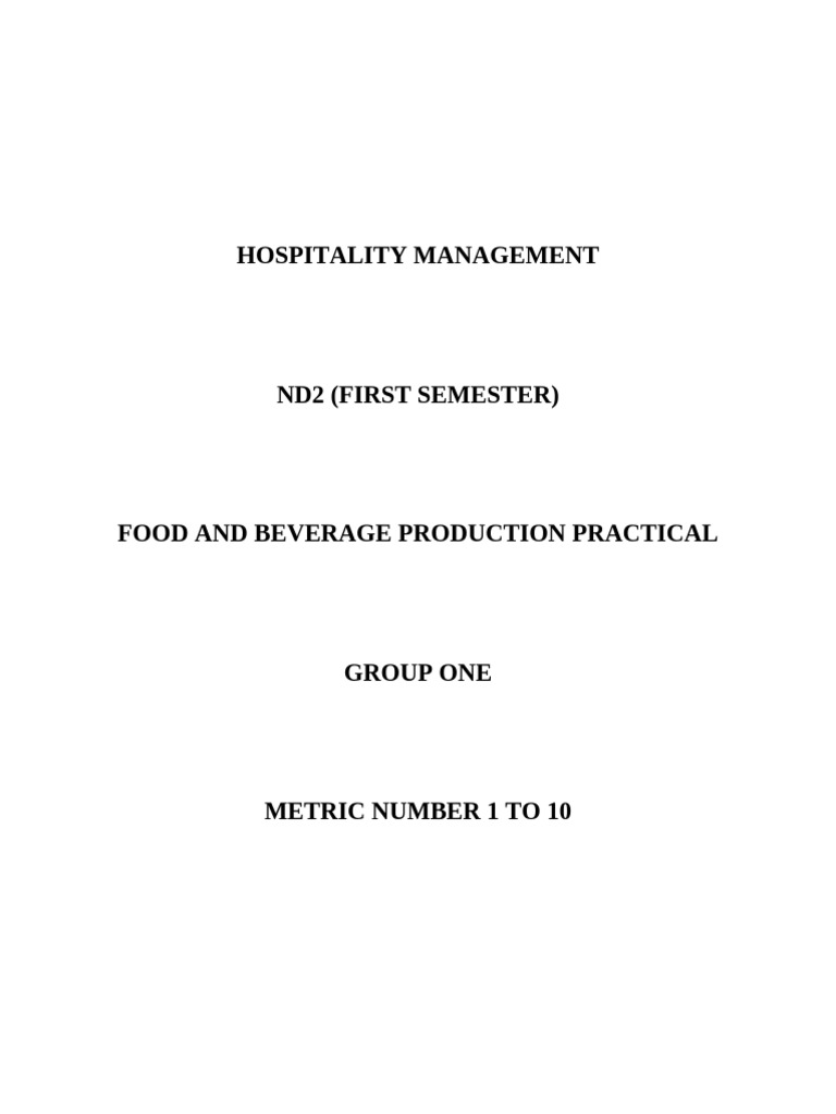 Food and Beverage Production Practical | PDF | Spice | Black Pepper