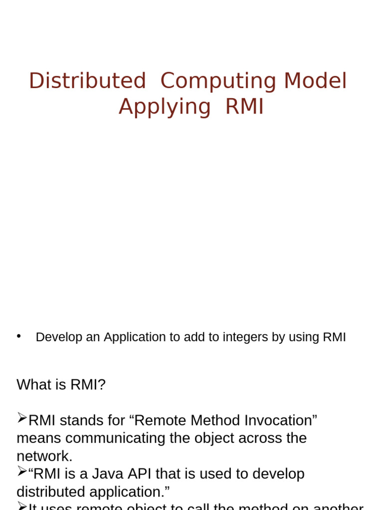 Distributed Computing Model Applying RMI | PDF | Client–Server Model ...