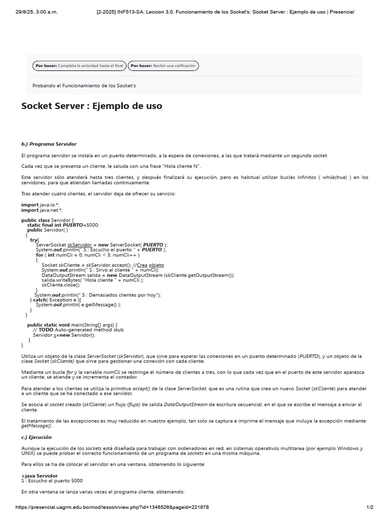 LECCION 3 - P3 | PDF | Zócalo de red | Servidor (Computación)