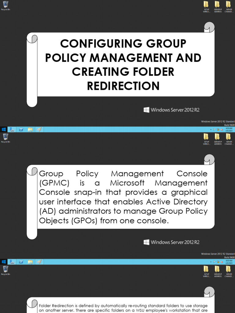 10-Configuring Group Policy Management and Creating Folder Redirection ...