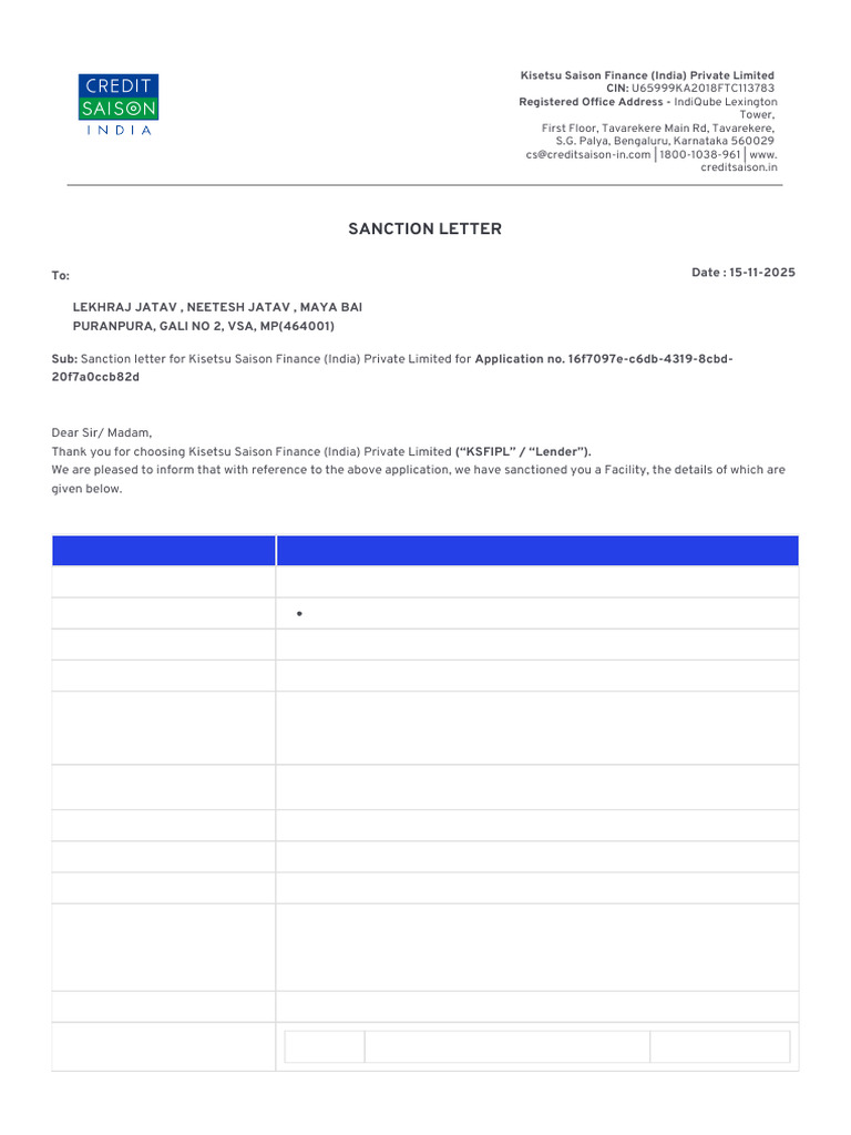 SANCTION - LETTER New Lekh Raj | PDF | Loans | Interest