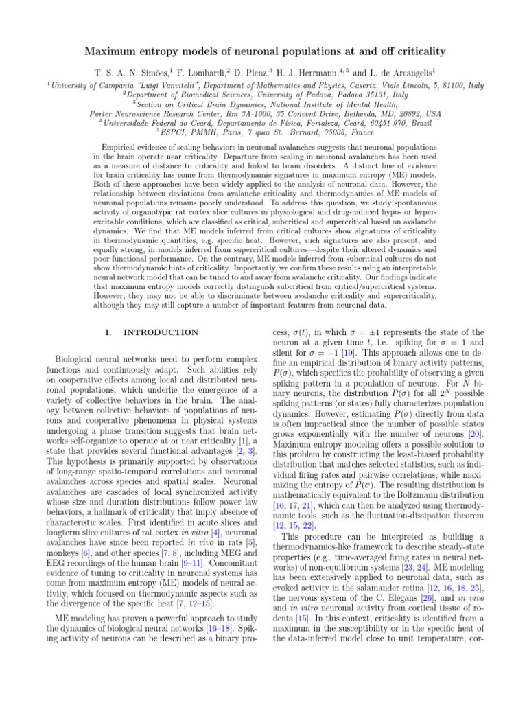 Maximum Entropy Models of Neuronal Populations at and Off Criticality ...